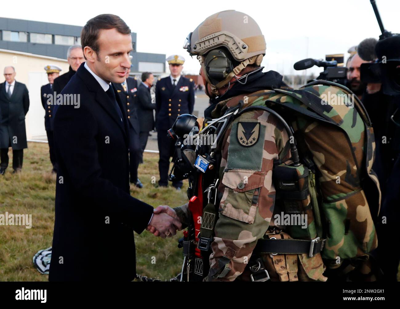 French President Emmanuel Macron meets paratroopers of the 11th Brigade ...