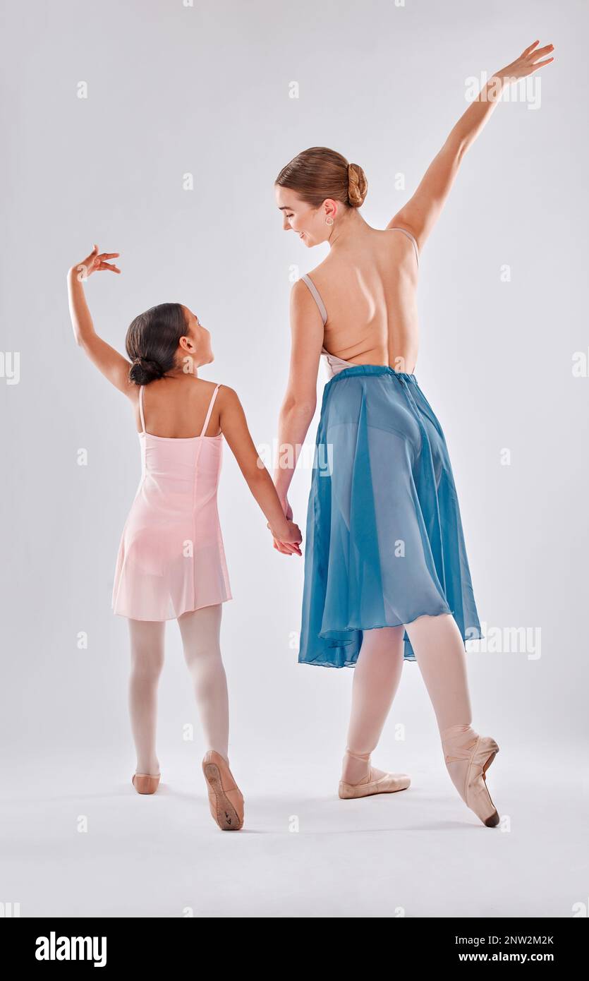 Ballet, back and mentor with girl, training and performance with ...