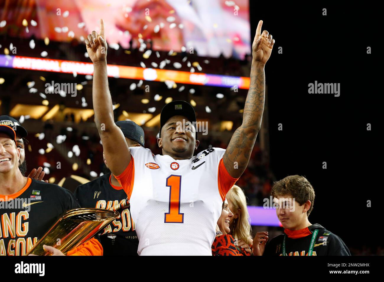 January 07, 2019 Clemson Tigers cornerback Trayvon Mullen #1 celebrates ...