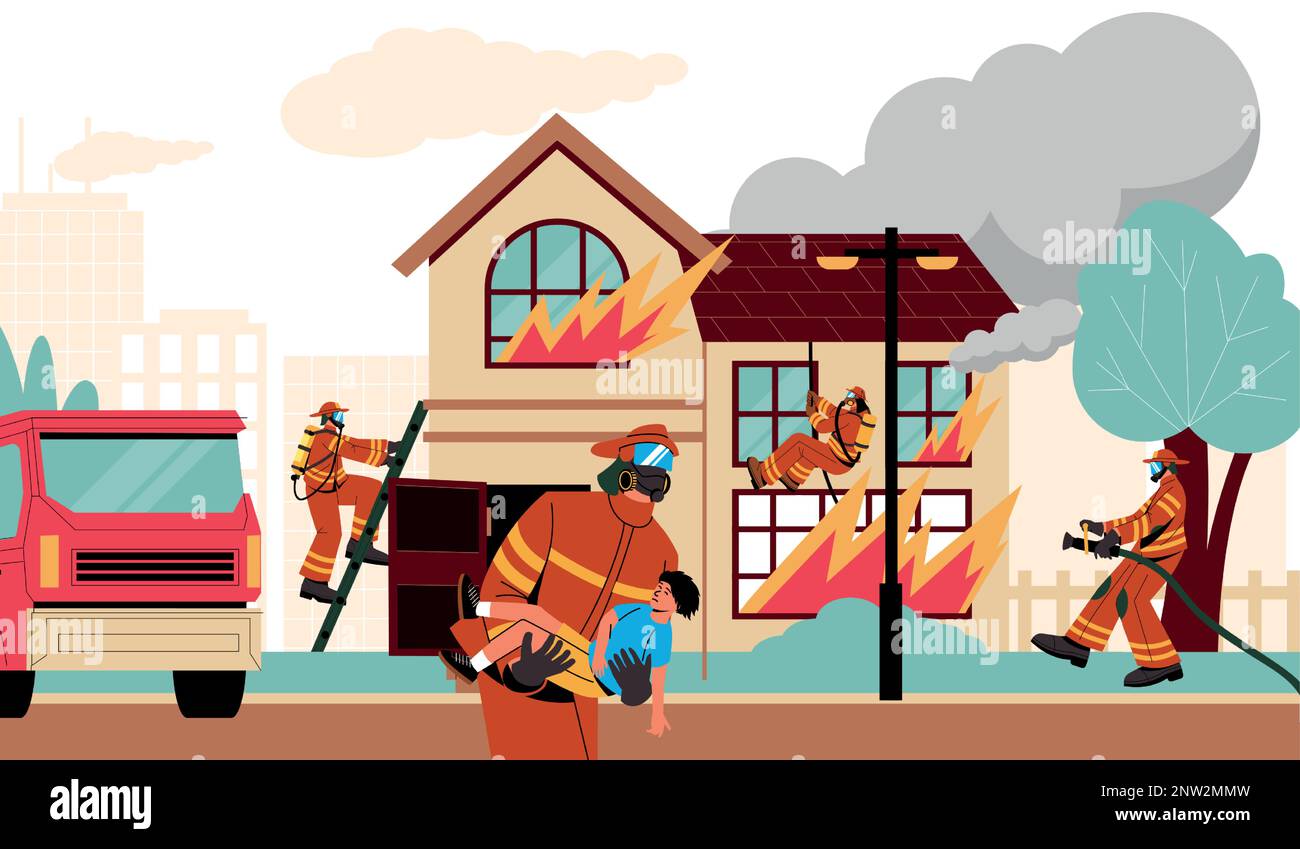 Fire fighting team Stock Vector Images - Alamy