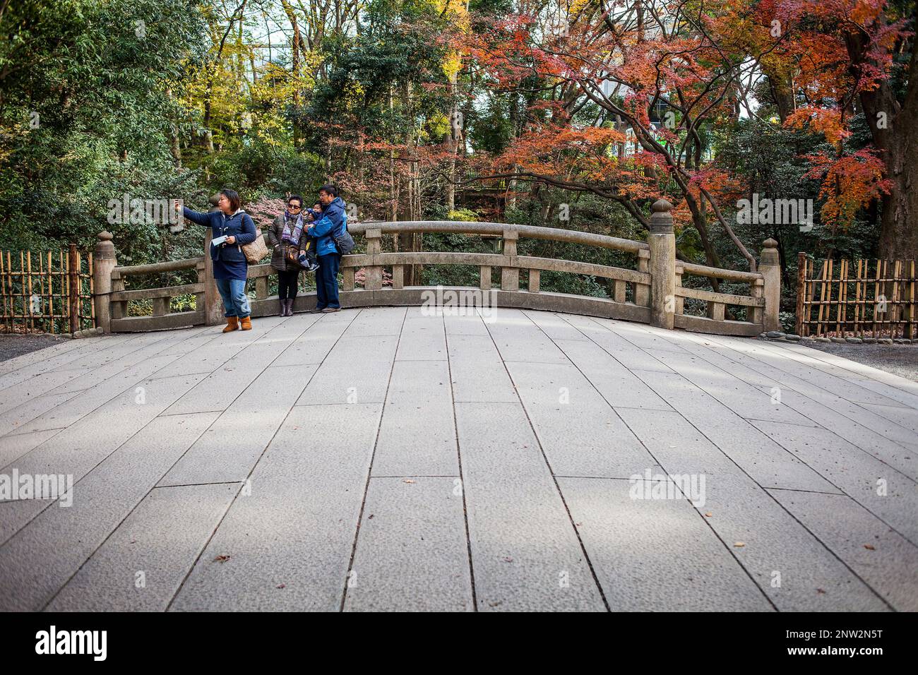 Selfie, Bridge, in Meiji Jingu Shinto Shrine. Yoyogi Park. Tokyo. Japan ...