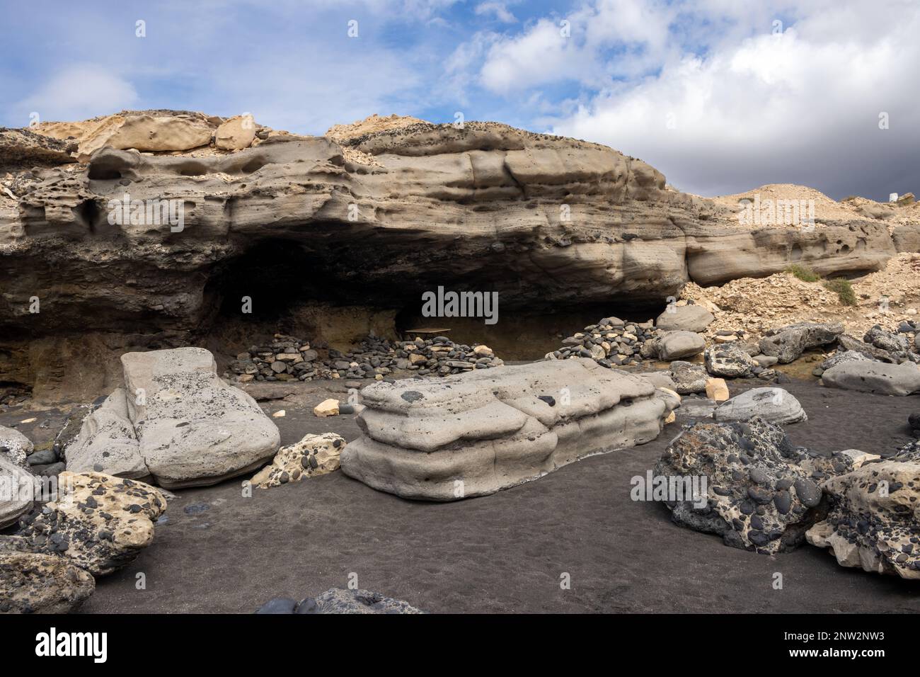 Coast of the Atlantic ocean, various rocks and stones. Different shapes ...