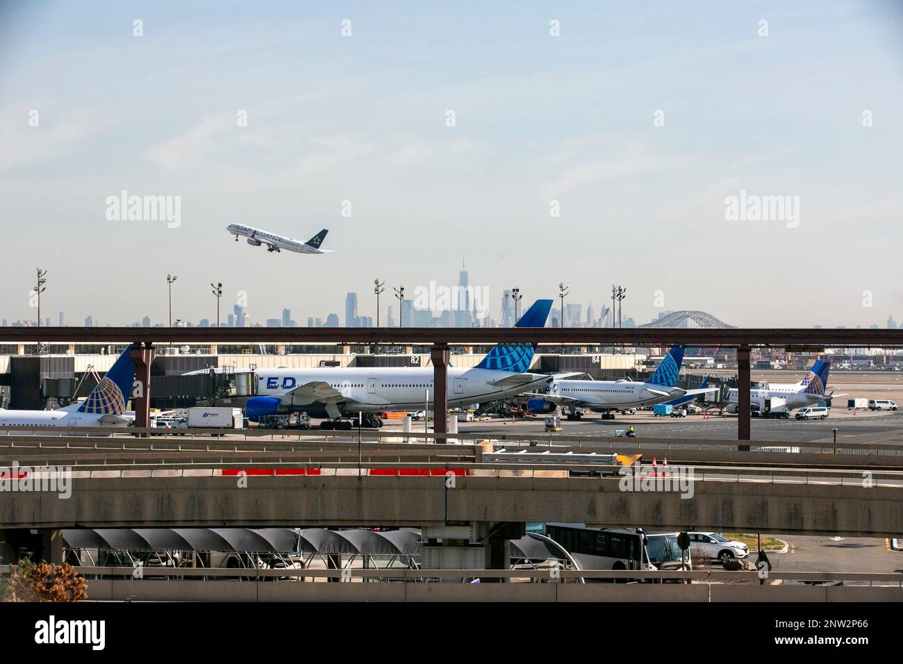 A Star Alliance plane takes off from Newark Liberty International ...