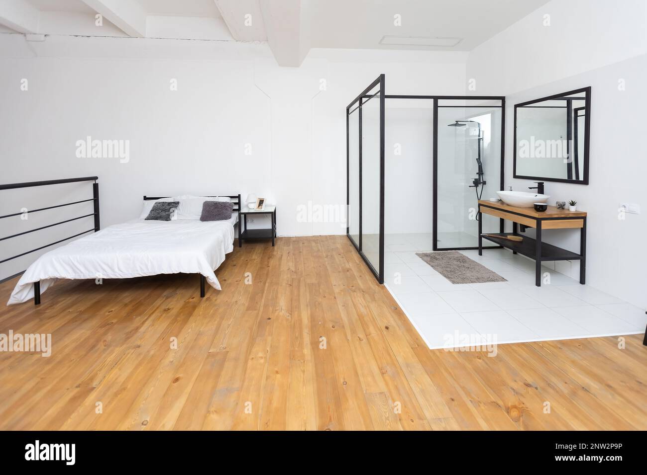 Interior of a modern bathroom with shower cabin Stock Photo - Alamy