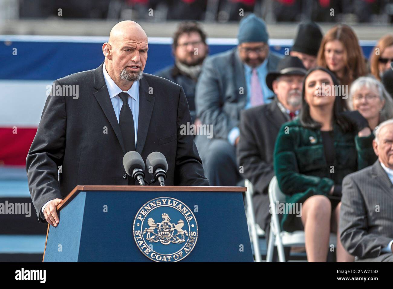Lt. Gov. John Fetterman addresses the crowd during the Gov. Tom Wolf's ...