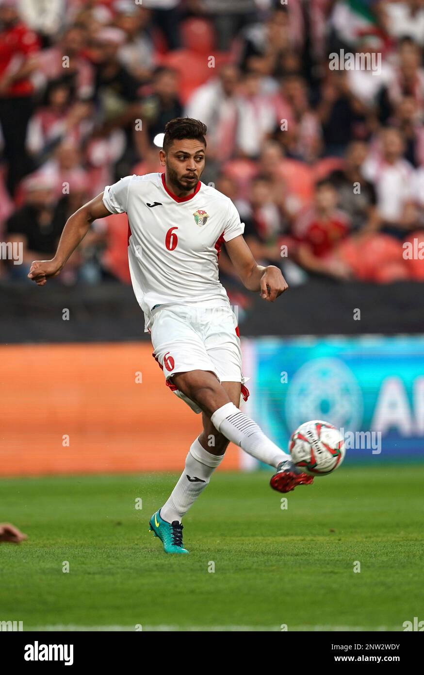 January 15, 2019 : Shadi Shaban of Palestine during Palestine v Jordan ...