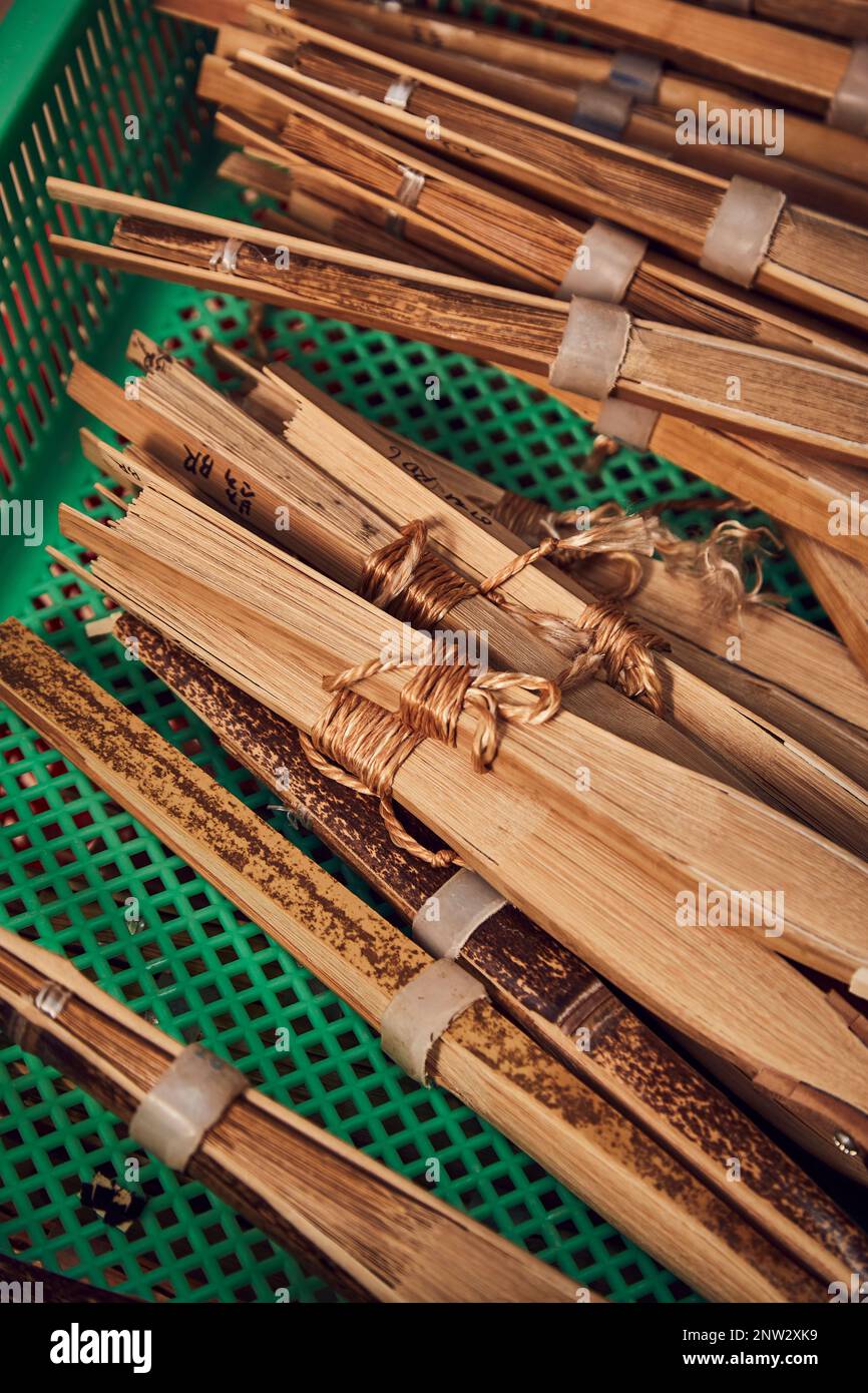 Hanji, traditional Korean paper, paper hanji fan handmade from mulberry trees, artisan Stock ...