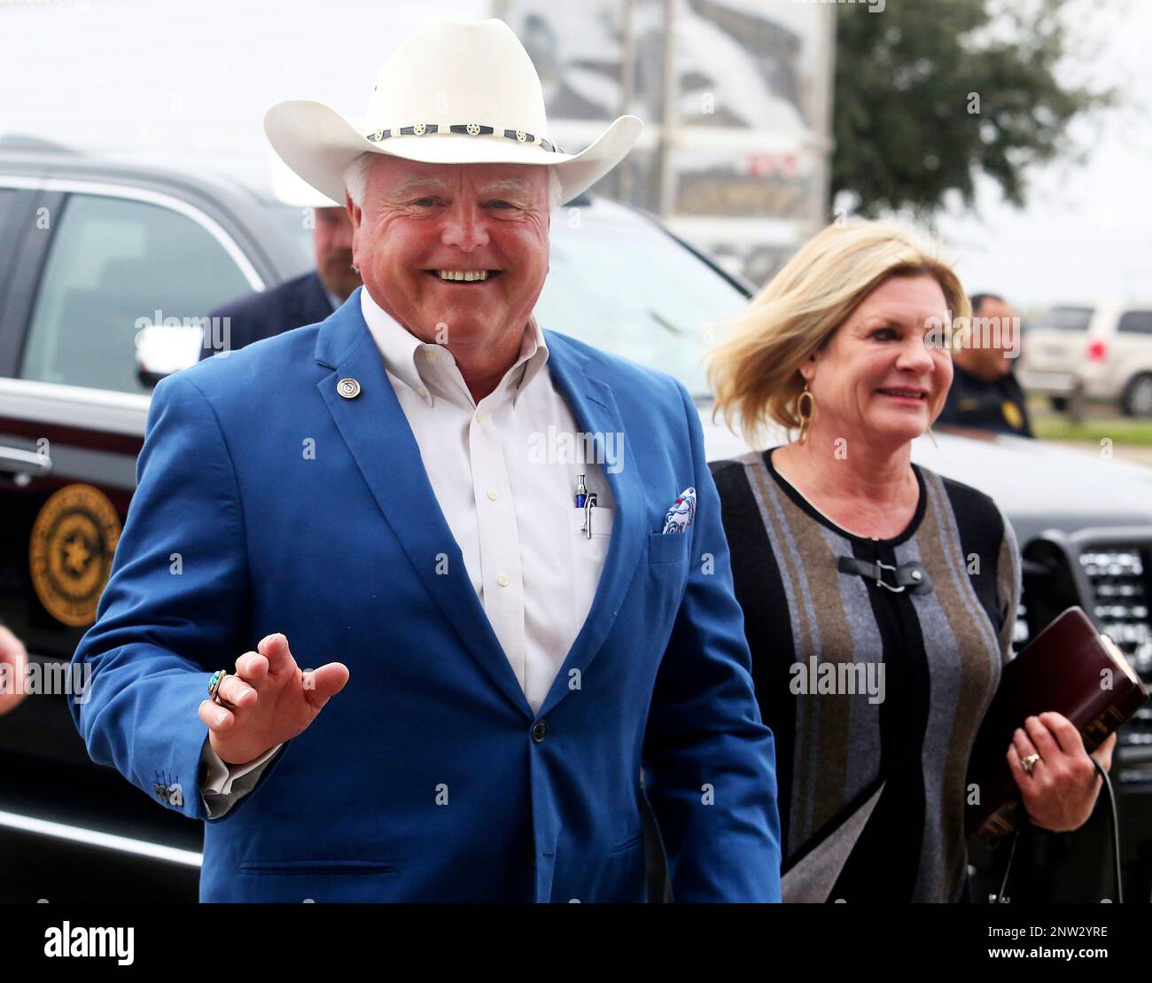 Texas Agriculture Commissioner Sid Miller arrives with his wife, Debra ...