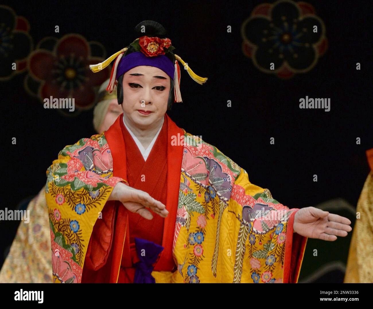 Ryukyu Dancer Yukichi Agarie performs during the Kumiodori musical ...