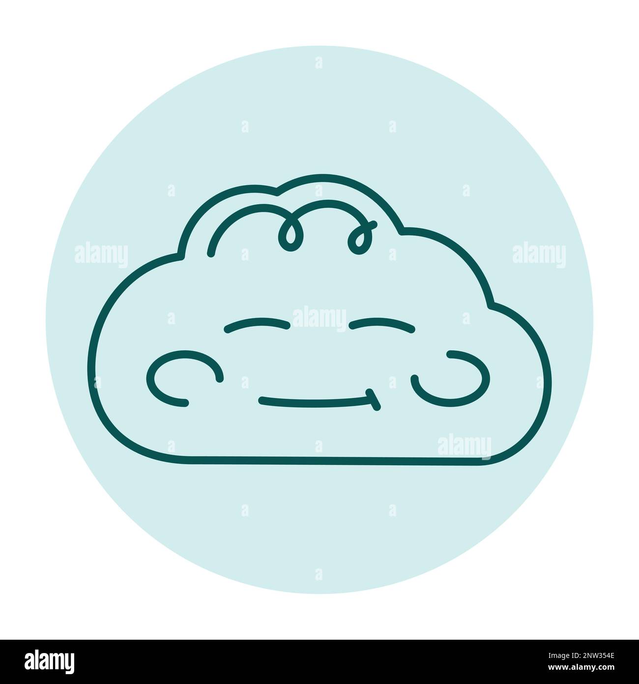 Blue kind character in the form of a cloud color line icon. Mascot of ...