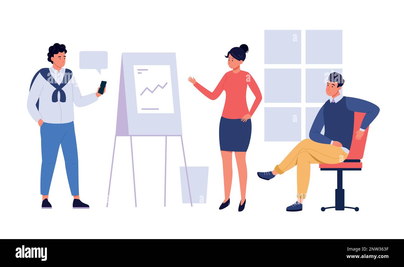 Office team group, business people present chart Stock Vector Image ...