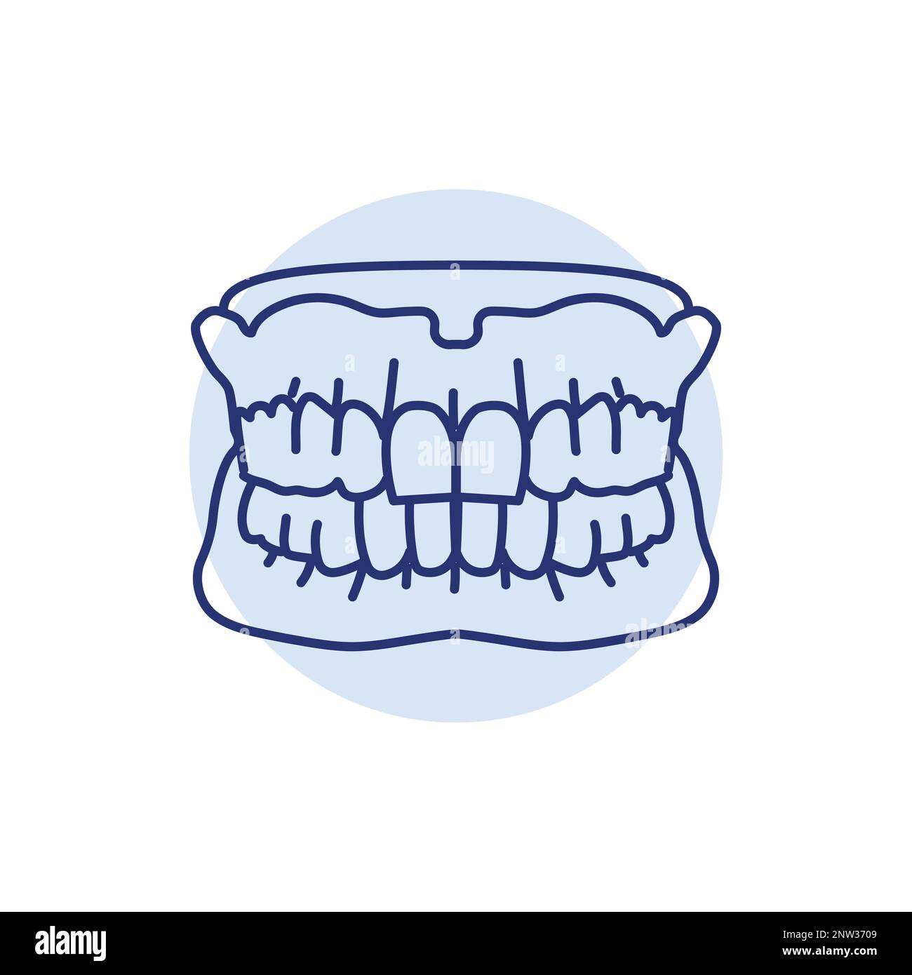 False teeth line icon. Dental prosthetic. Vector illustration Stock ...