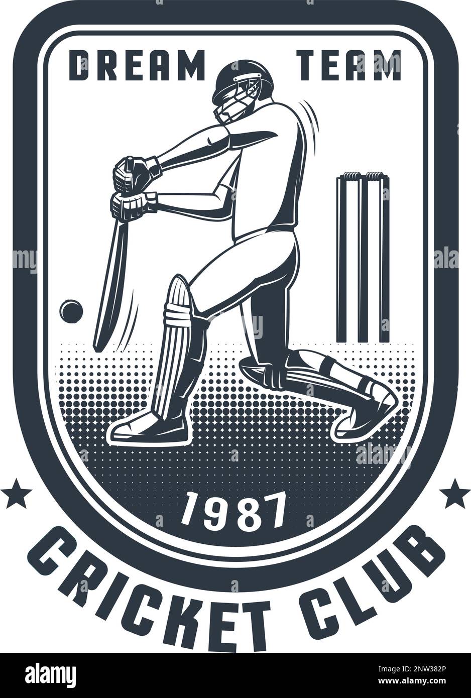 Retro cricket logo hi-res stock photography and images - Alamy