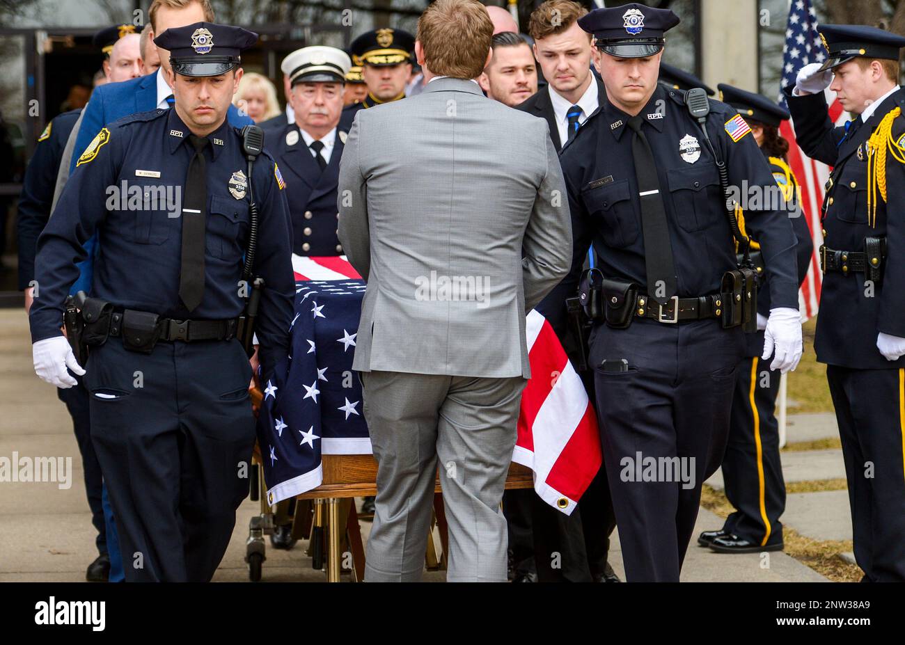 From left, Haverhill, Mass. Police Department officers Thomas Shinners ...