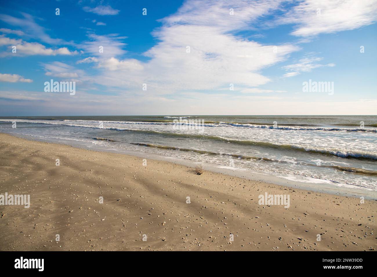 Landscape of an empty wild beach in Corbu - Romania Stock Photo - Alamy