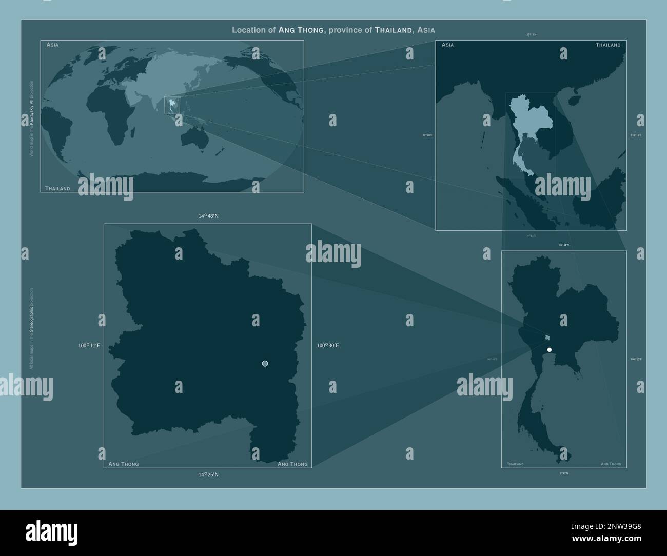 Ang Thong, province of Thailand. Diagram showing the location of the ...