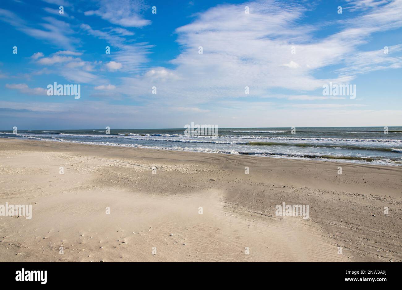 Landscape of an empty wild beach in Corbu - Romania Stock Photo - Alamy