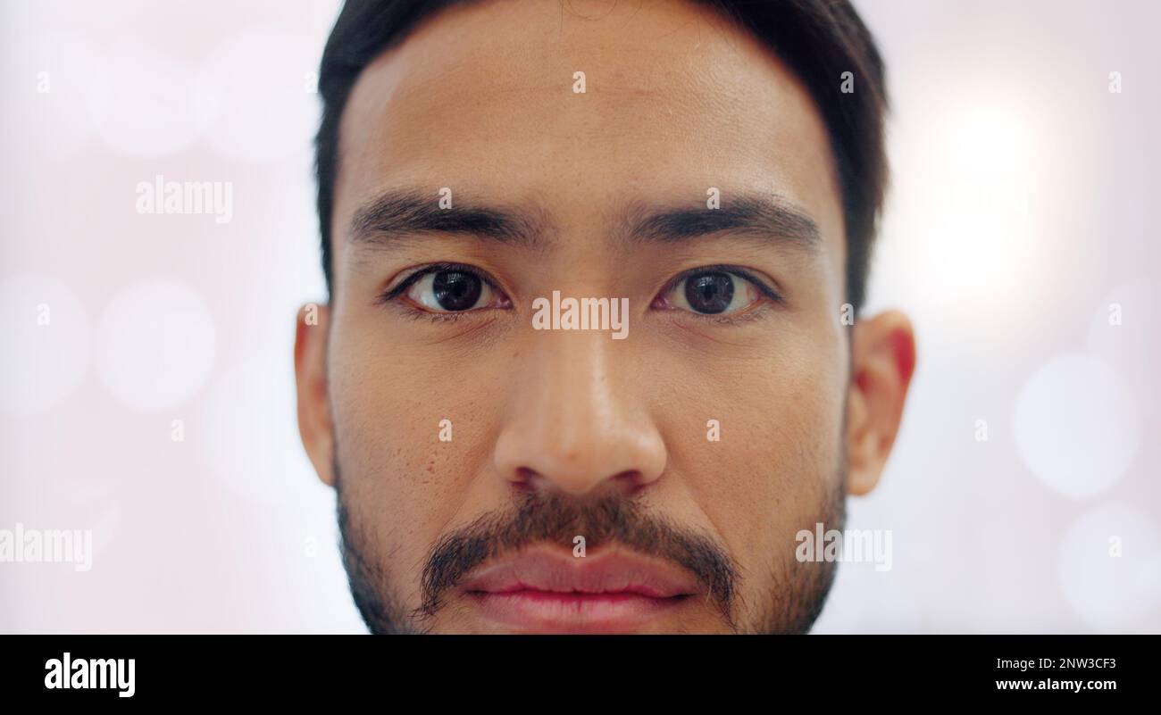 Man, eyes and anxiety portrait with thinking face for fear, doubt and ...