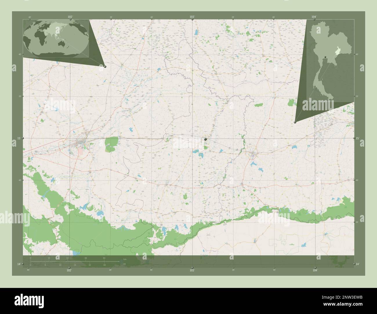 Buri Ram, province of Thailand. Open Street Map. Corner auxiliary location maps Stock Photo - Alamy