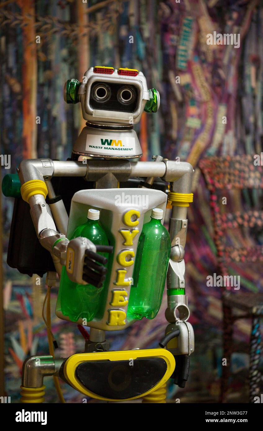 This photo taken Nov. 19, 2018, shows a motorized robot made from ...