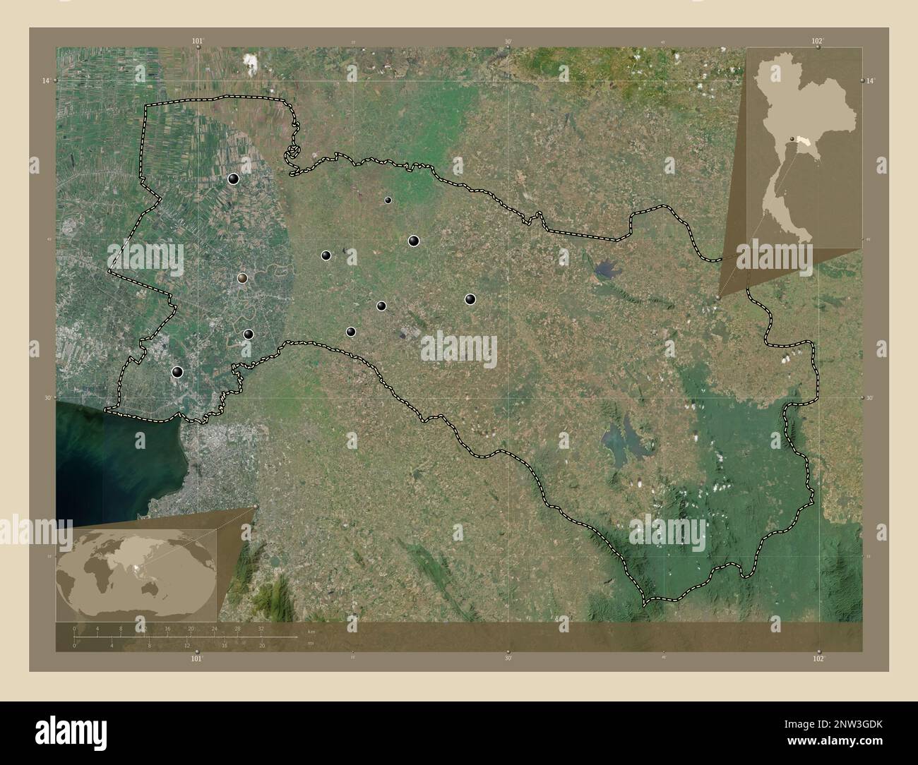 Chachoengsao, province of Thailand. High resolution satellite map ...
