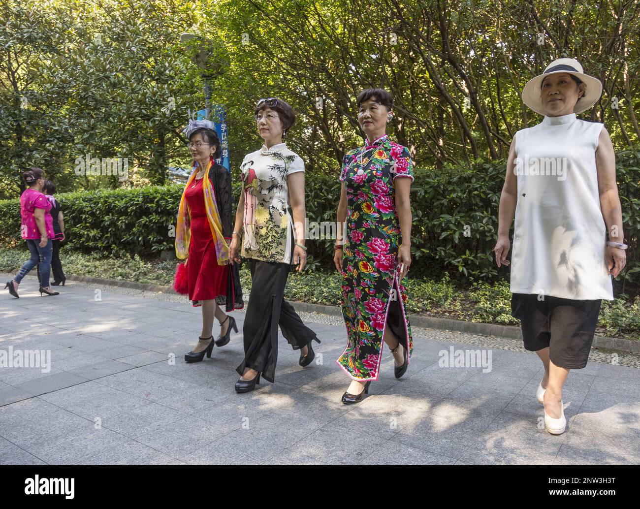 Practicing elegant walk in Shanghai,China Stock Photo - Alamy