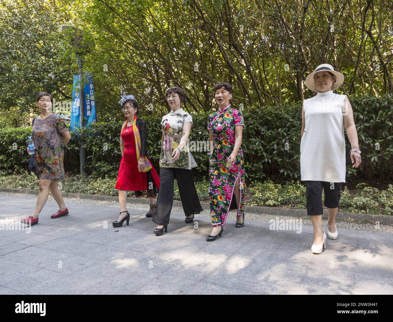 Practicing elegant walk in Shanghai,China Stock Photo - Alamy