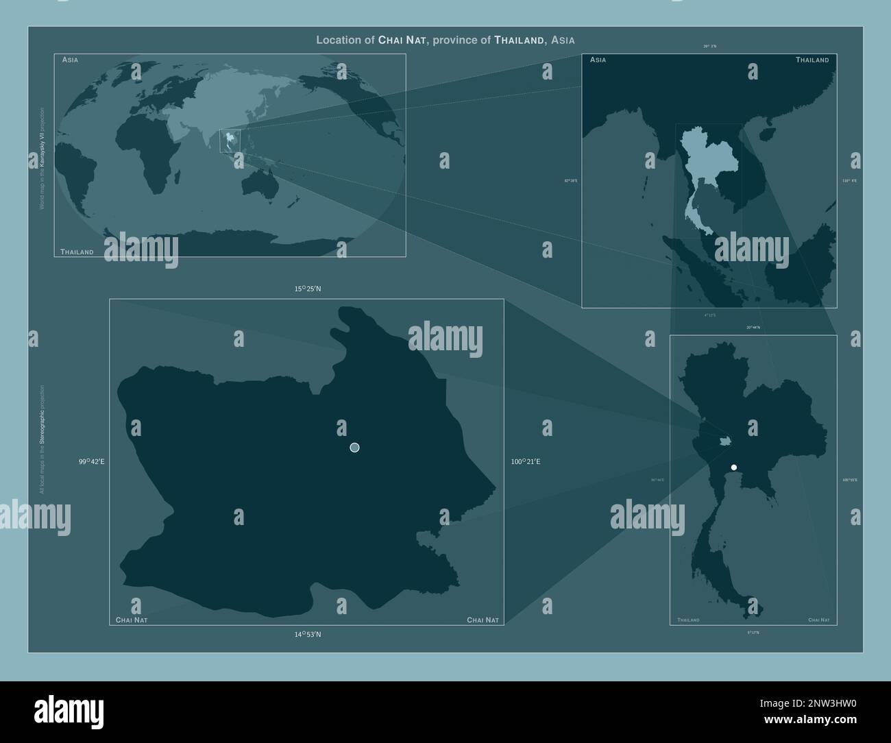 Chai Nat, province of Thailand. Diagram showing the location of the ...