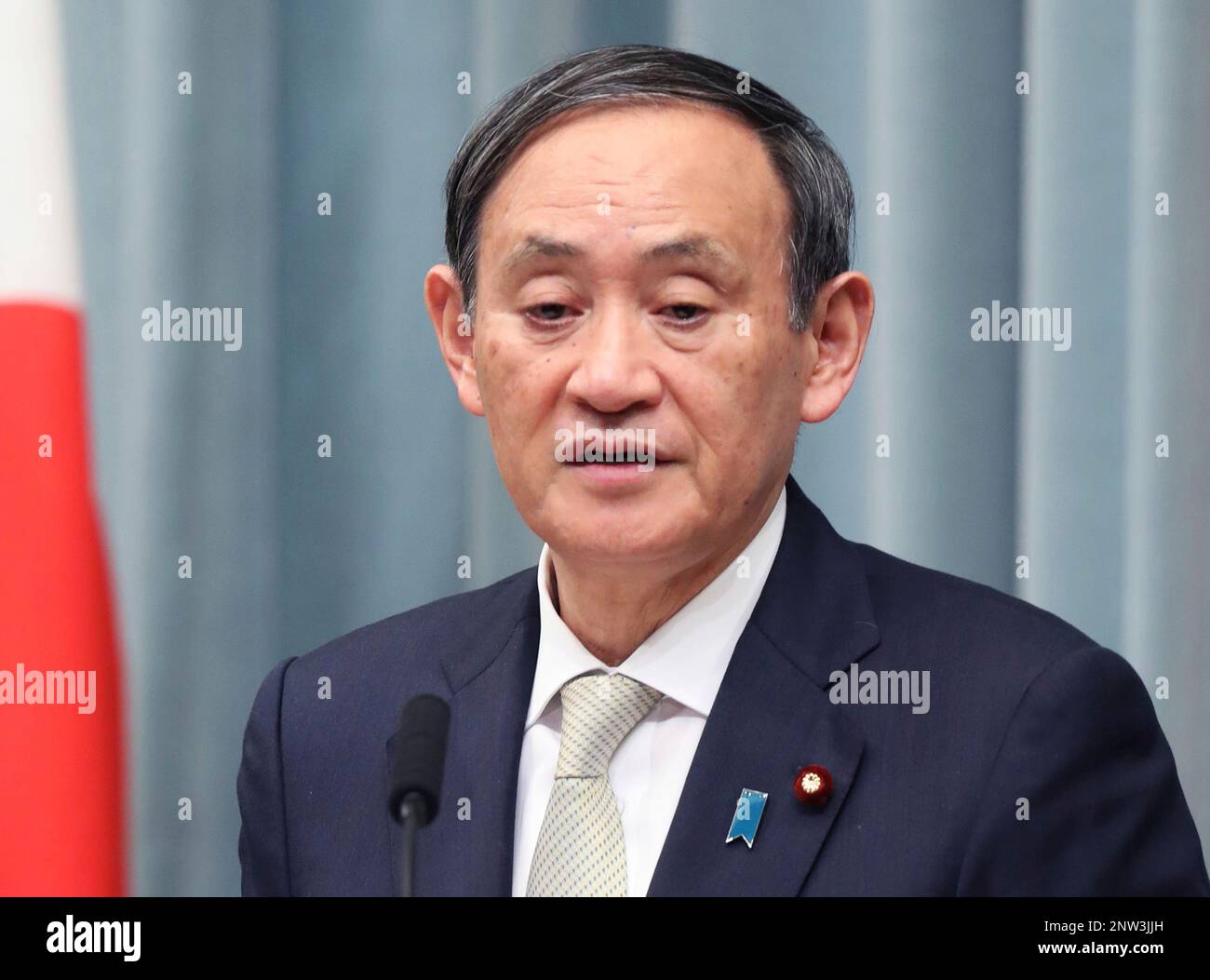 Japan's Chief Cabinet Secretary Yoshihide Suga attends a press ...