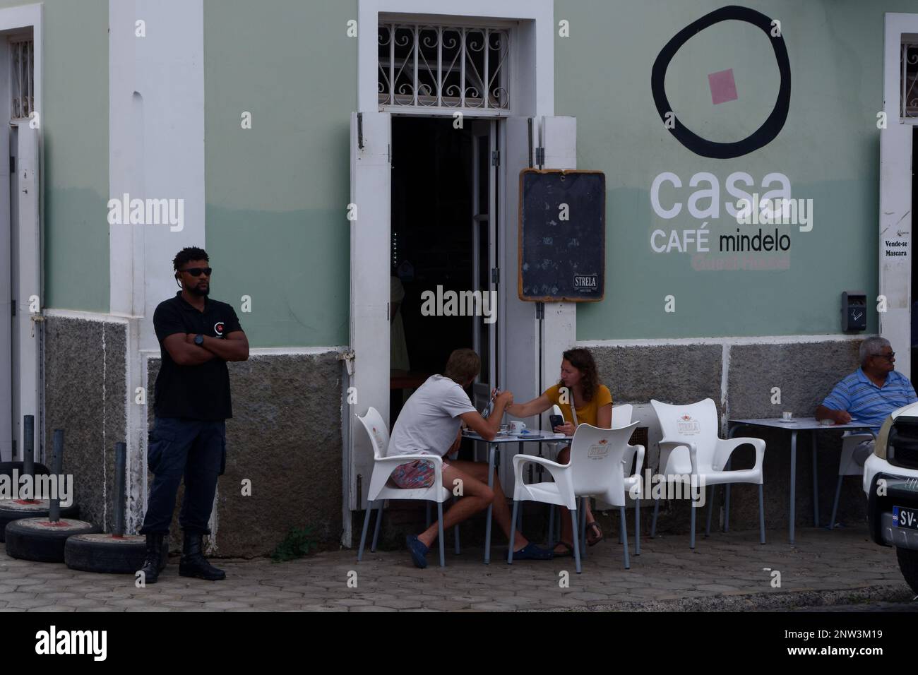 Porto Grande, Cape Verde Islands - a couple enjoy the fine weather and ...