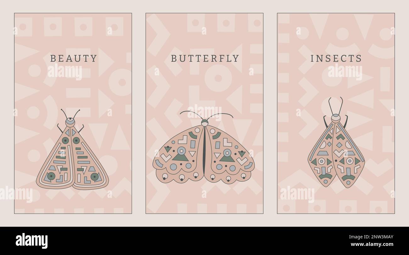 Pastel colors posters collection with festive, folk, geometrical ...