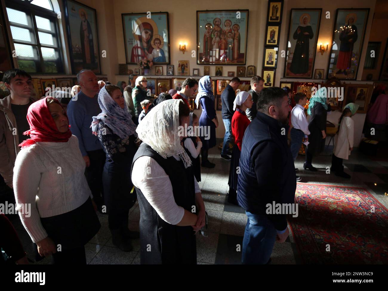 Russian orthodox Christians celebrate during the Christmas Mass at ...