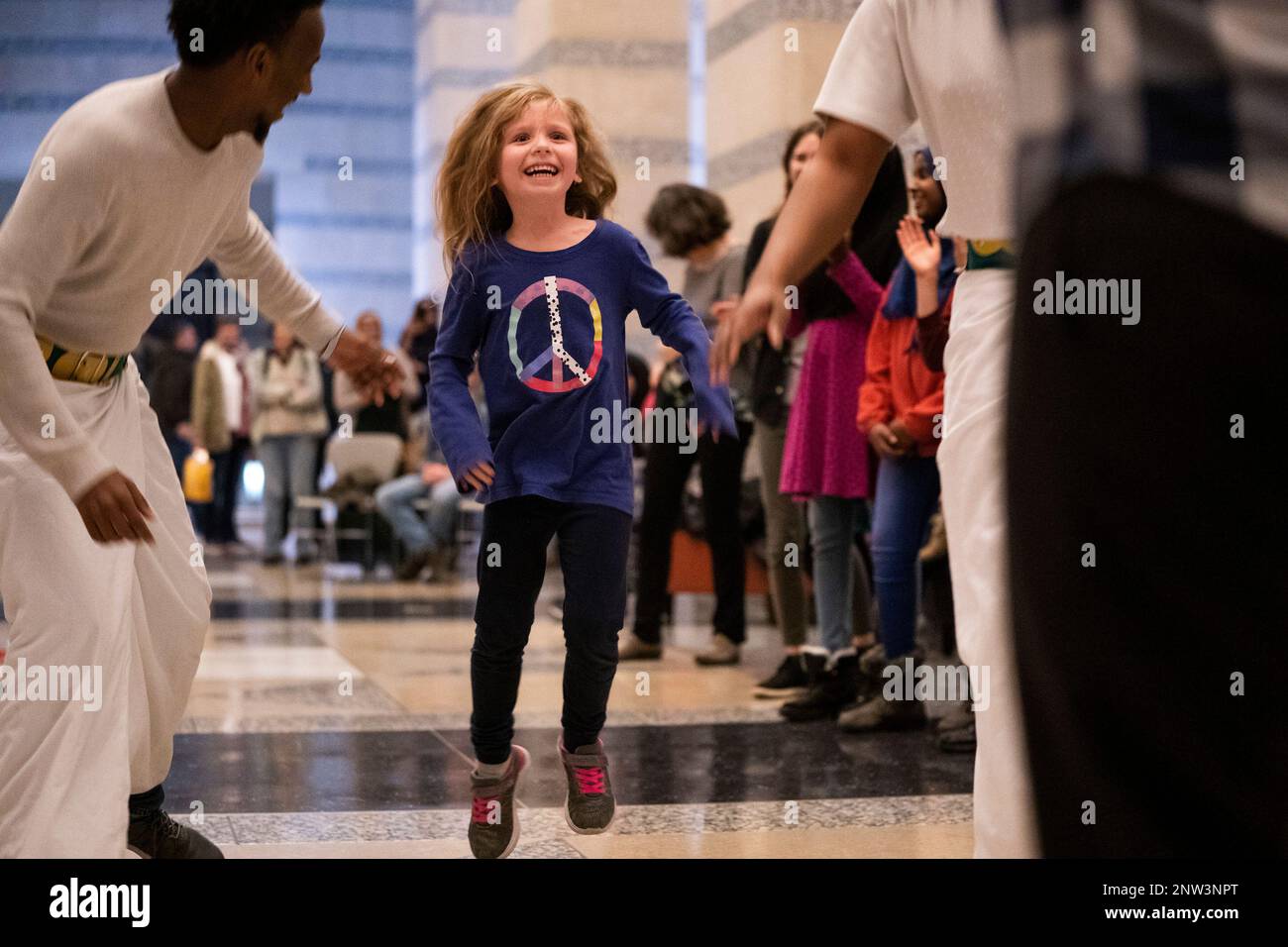Teagan McAnany, 5, of Coon Rapids get excited while trying out the ...