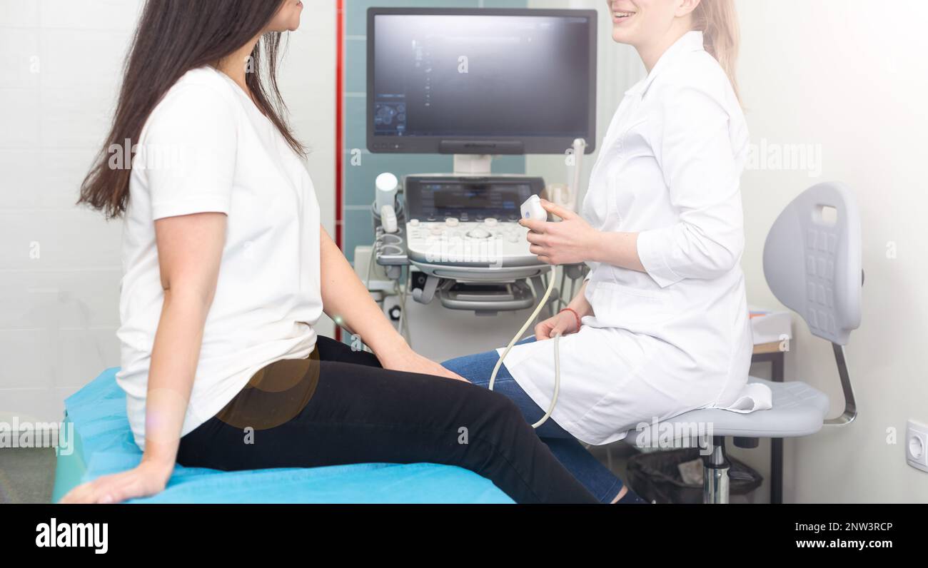Doctor and patient. Ultrasound equipment. Diagnostics. Sonography Stock ...