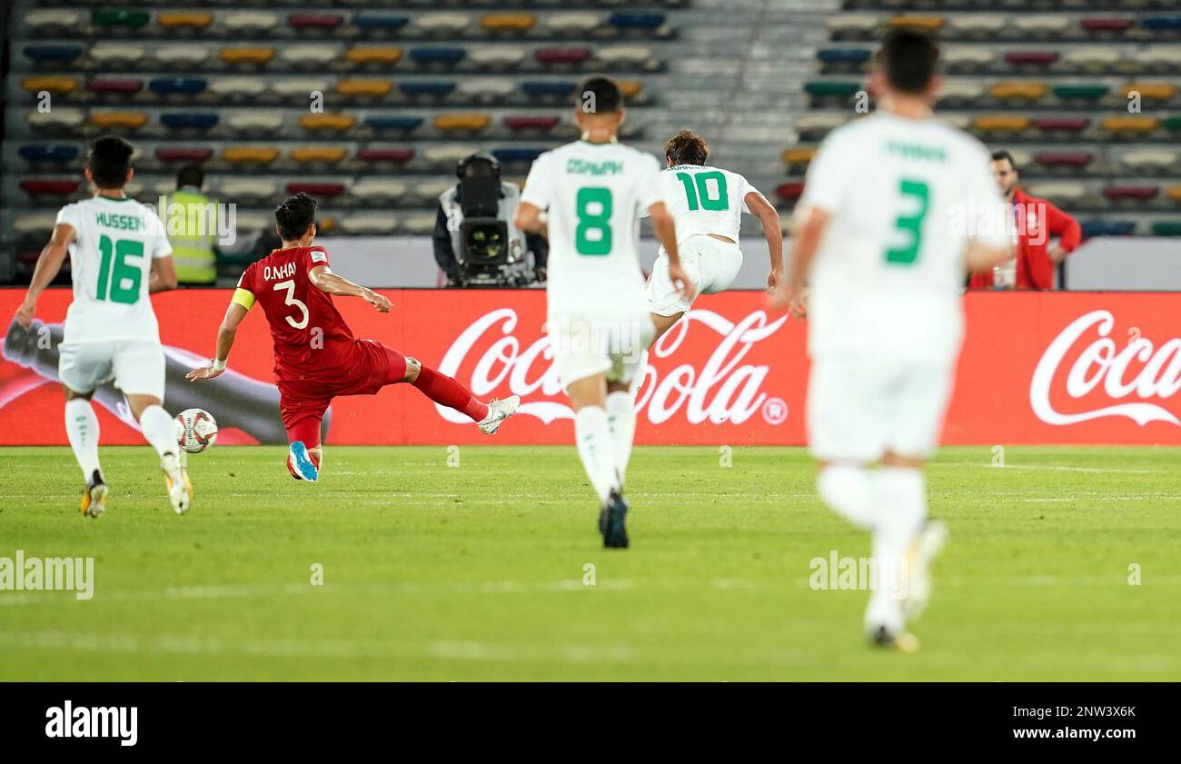 January 8, 2019 : Mohanad Ali of Iraqscoring to 1-1 during Iraq v ...