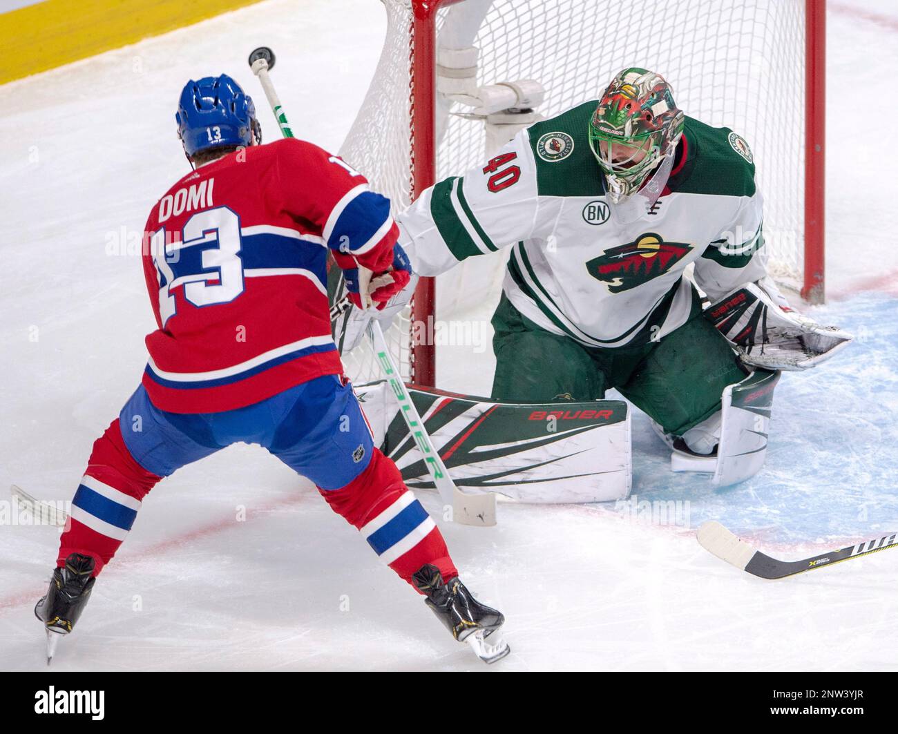 Minnesota Wild goaltender Devan Dubnyk (40) stops Montreal Canadiens ...