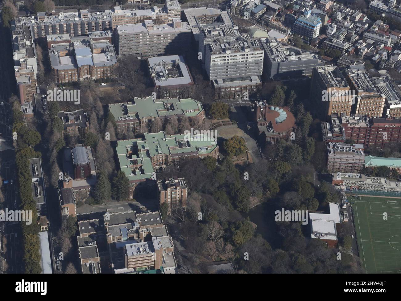An aerial photo shows Hongo Campus of the University of Tokyo in Bunkyo ...