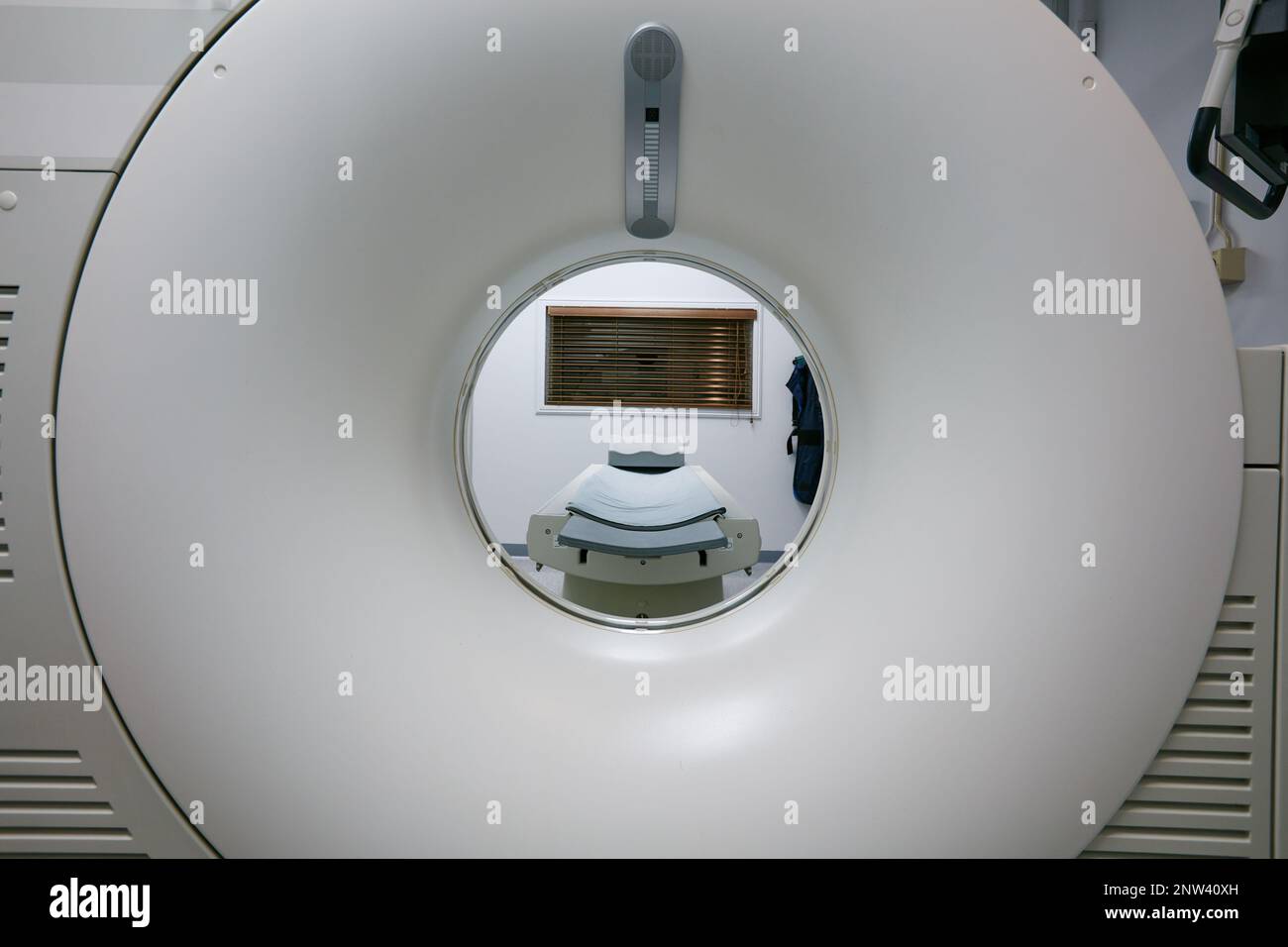 Waiting for the next scan. Shot of a an MRI room in a hospital Stock ...