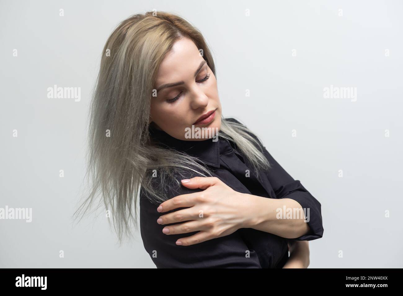 Closeup female's arm. Arm pain and injury. Health care and medical ...