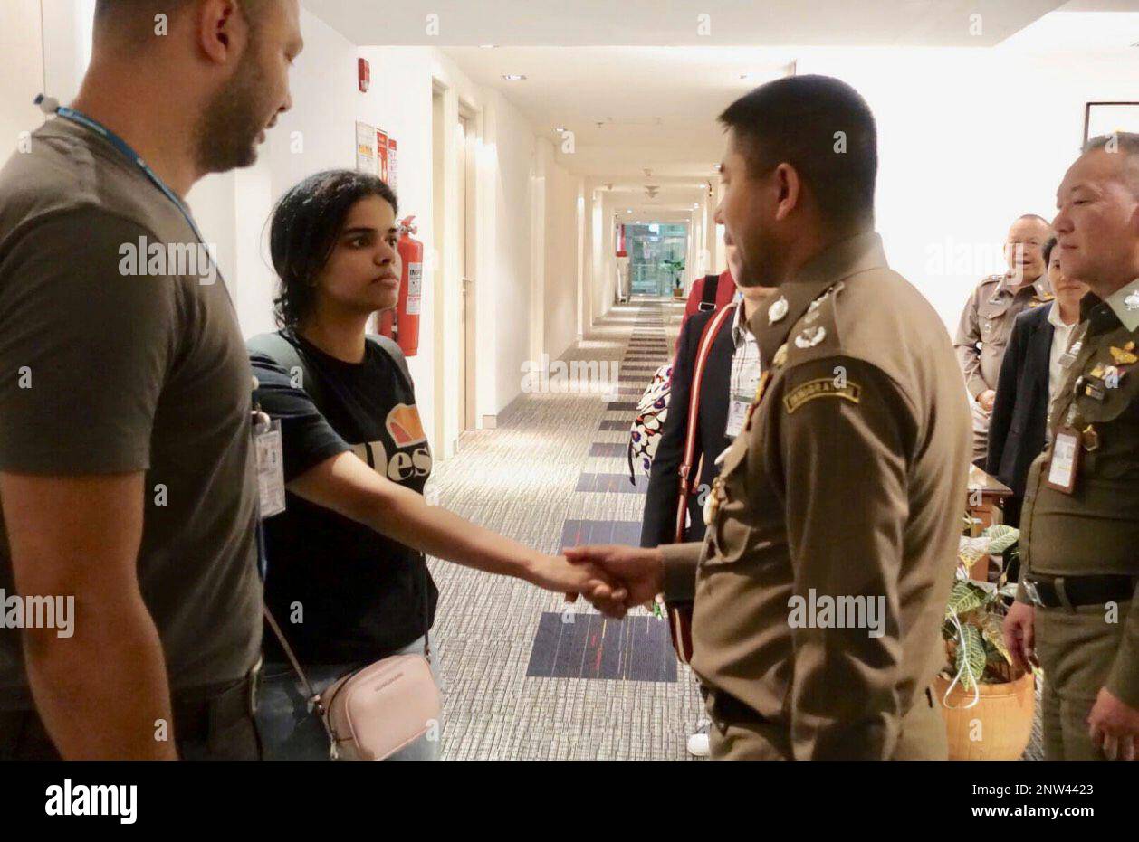 In this photo released by the Immigration Police, Saudi woman Rahaf ...