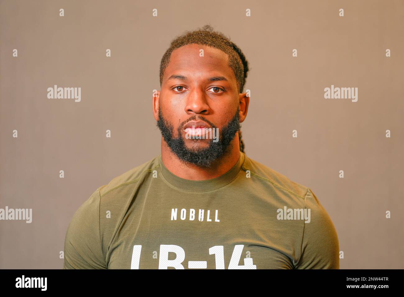 Louisiana linebacker Andre Jones Jr. poses for a portrait at the NFL ...