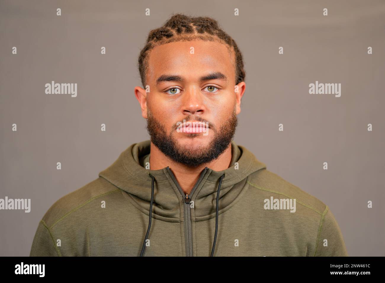 Michigan defensive lineman Mike Morris poses for a portrait at the NFL ...