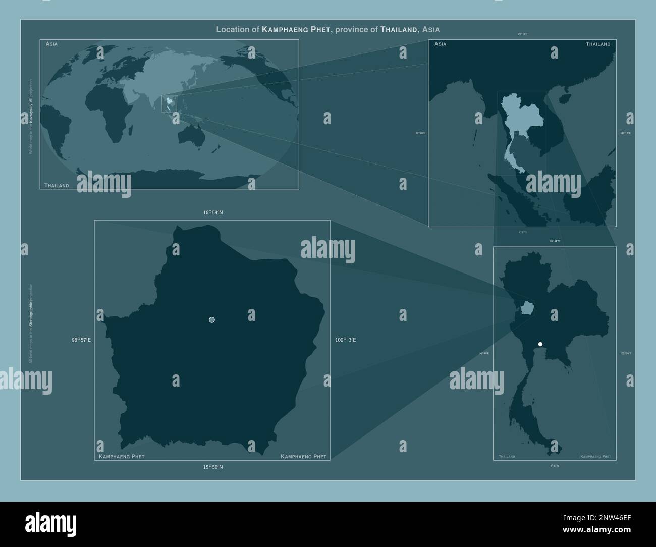 Kamphaeng Phet, province of Thailand. Diagram showing the location of ...