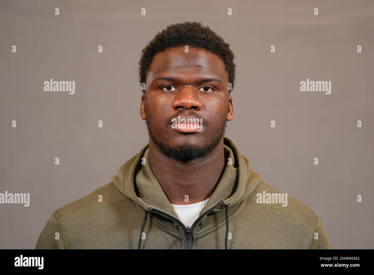 LSU defensive lineman Ali Gaye poses for a portrait at the NFL football ...
