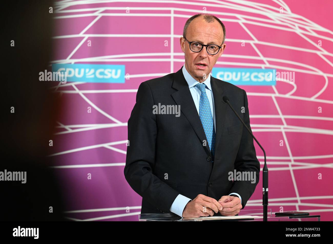 Berlin, Germany. 28th Feb, 2023. Friedrich Merz, chairman of the CDU ...