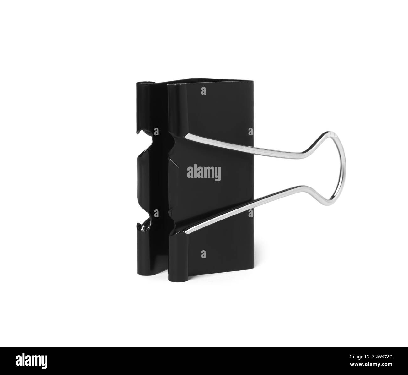 Black binder clip isolated on white. Stationery Stock Photo - Alamy