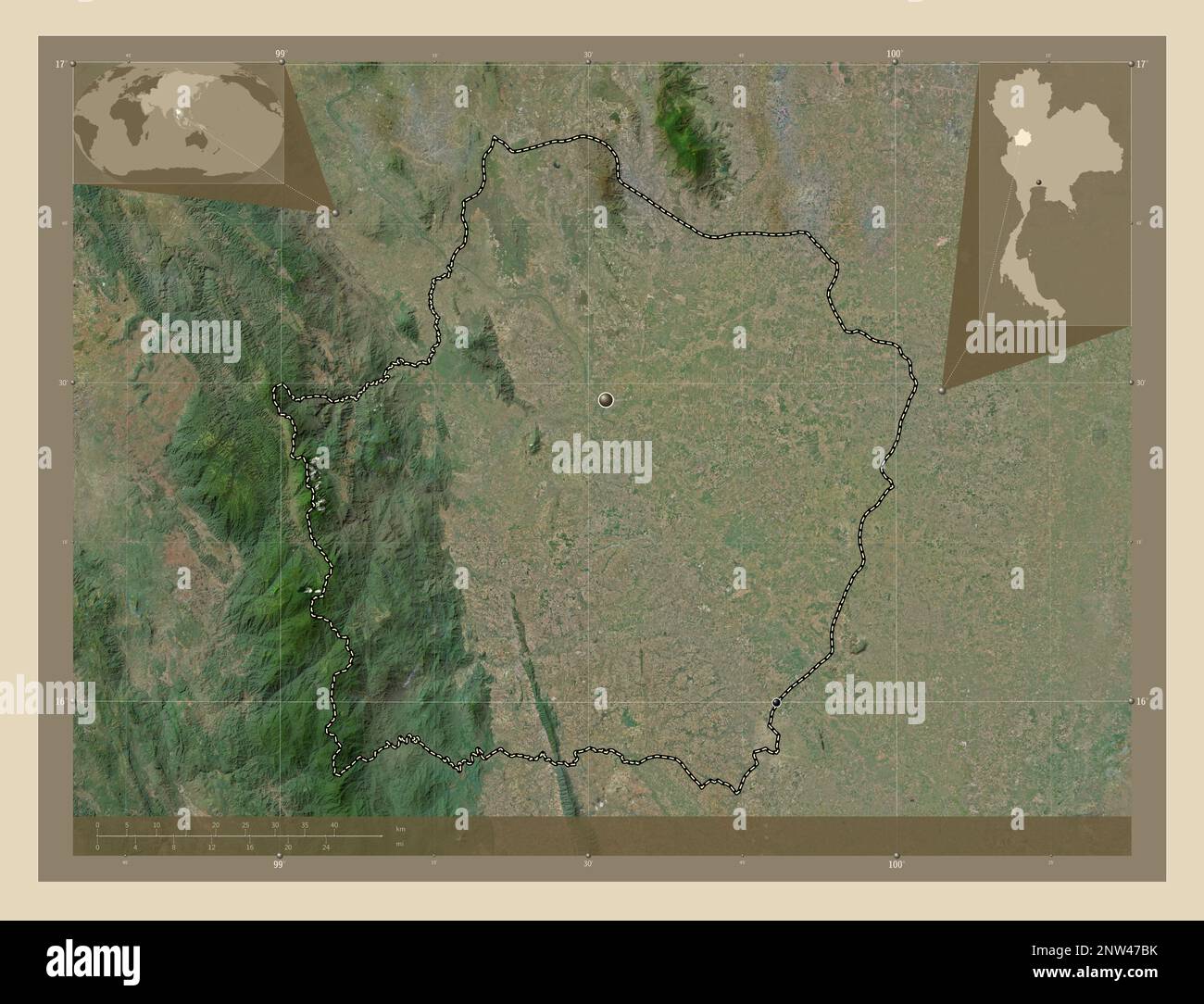 Kamphaeng Phet, province of Thailand. High resolution satellite map ...