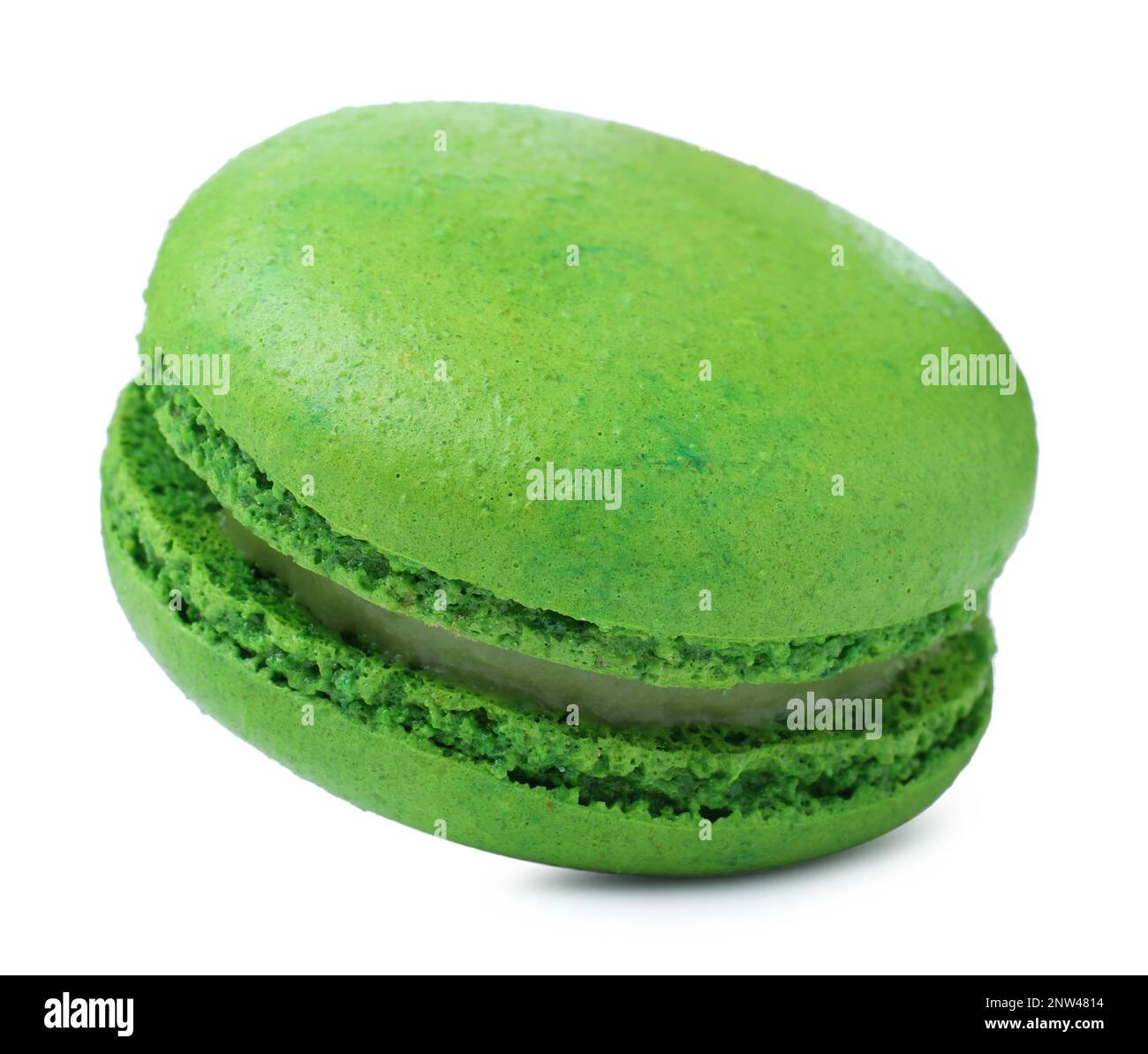 Green macaron isolated on white. Delicious dessert Stock Photo - Alamy