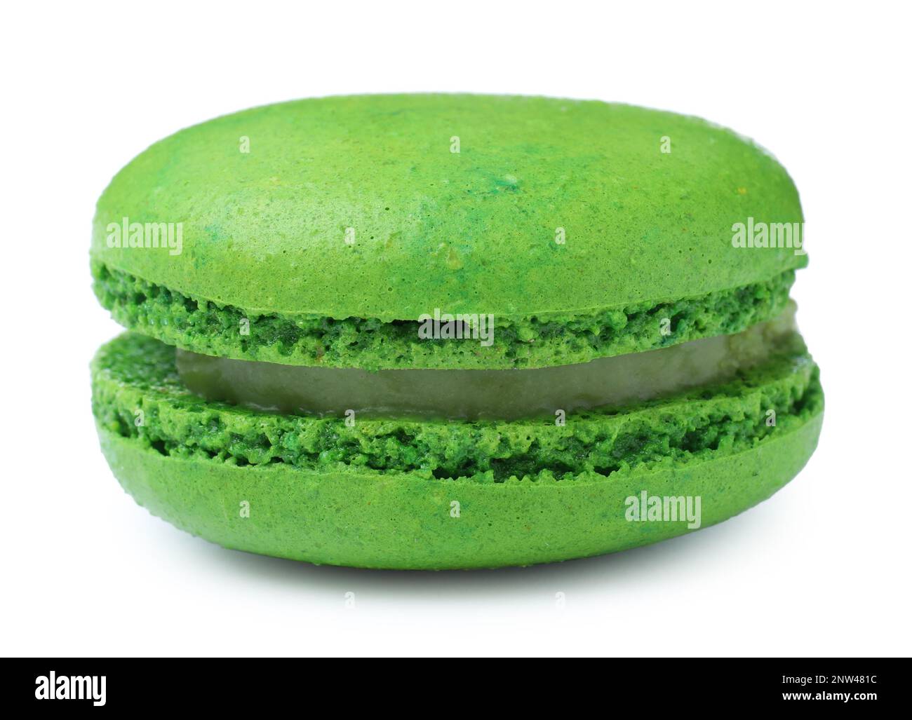 Green macaron isolated on white. Delicious dessert Stock Photo - Alamy