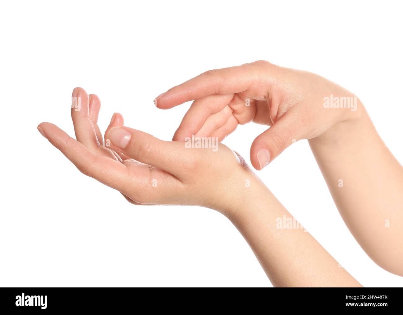 Applying on hands Cut Out Stock Images & Pictures - Alamy